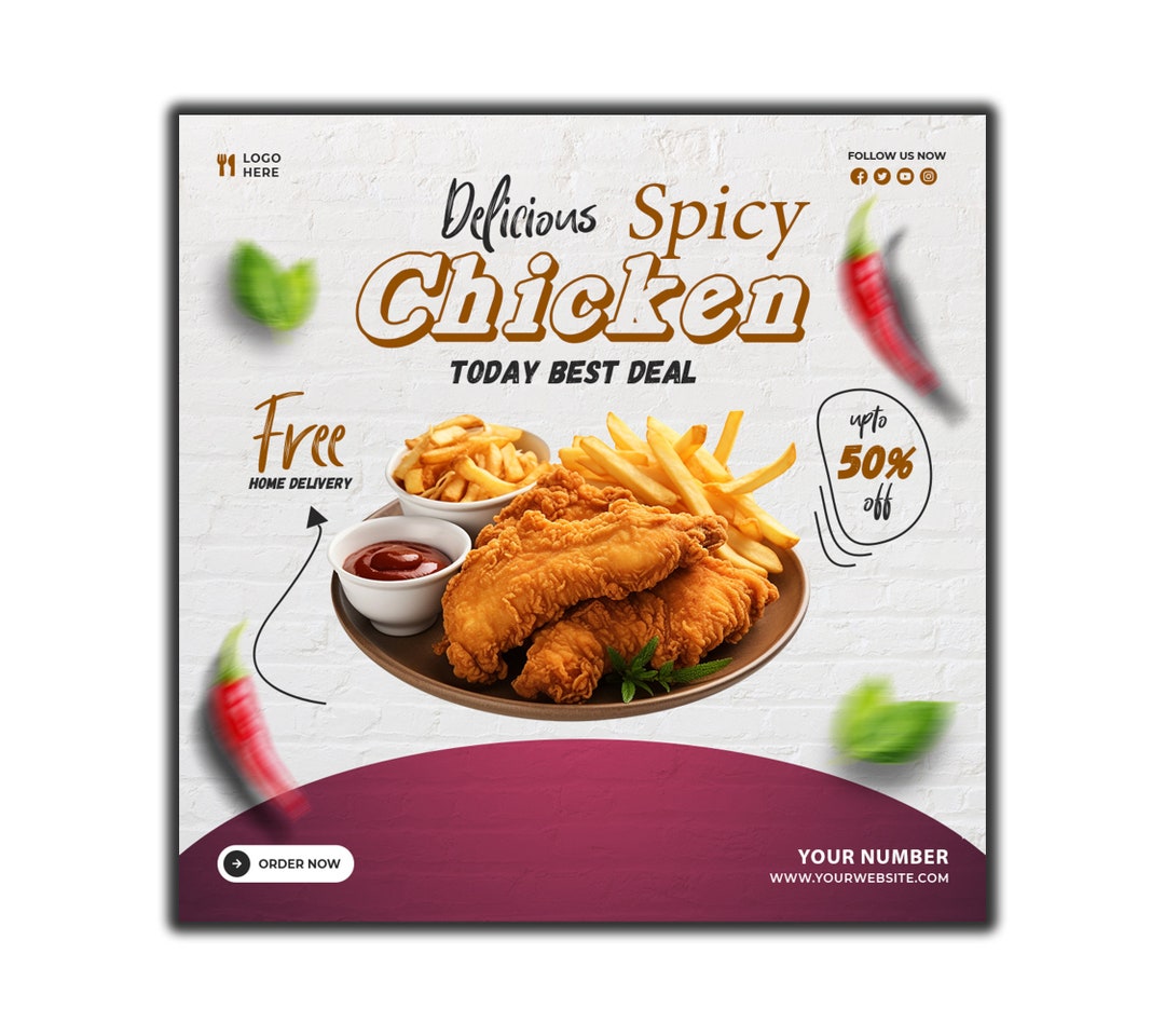 Chicken Fry Flyer Design / Fryed Chicken Wings Social Media Post ...