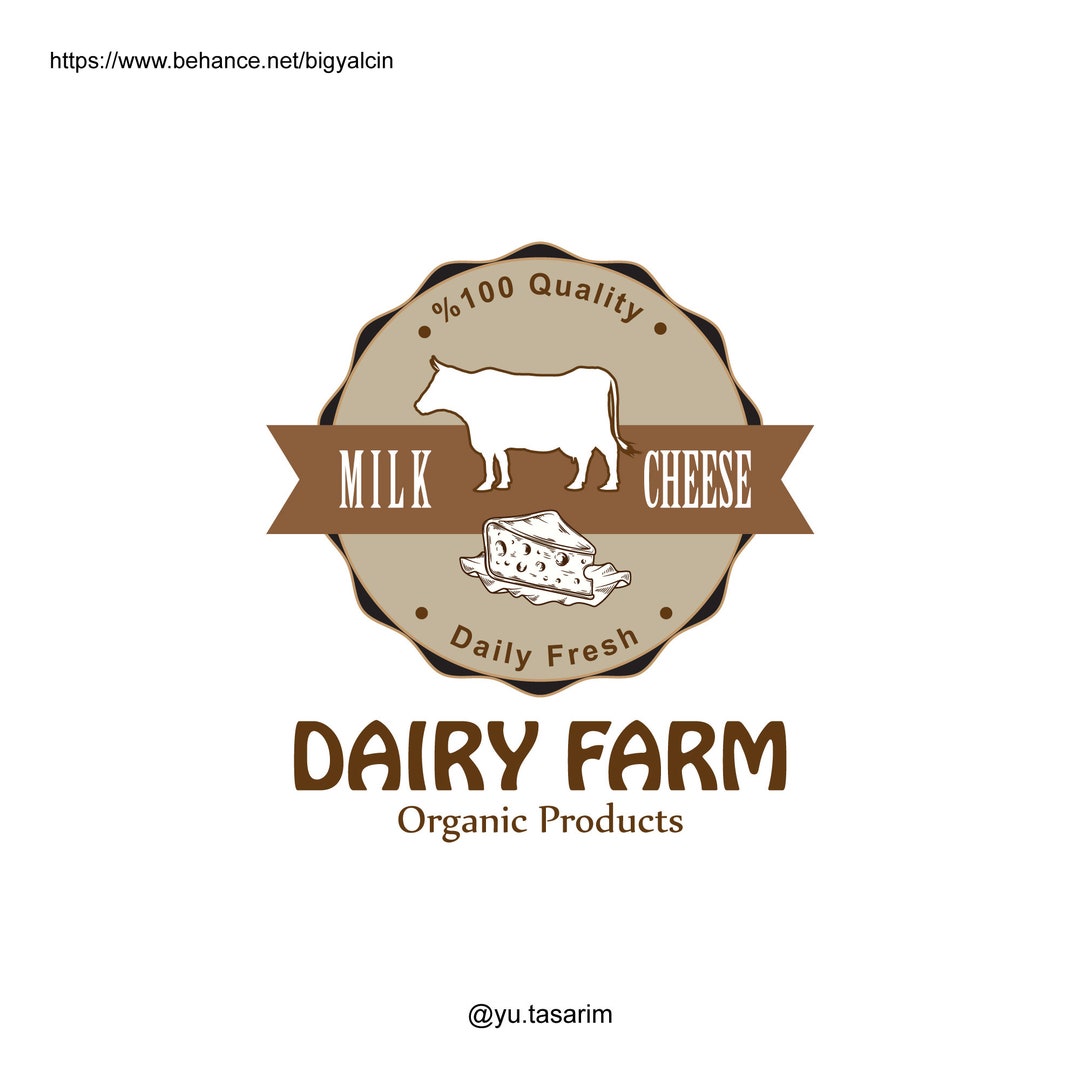 Dairy Logo Design / Cow Logo / Cheese Logo Template / Farm Logo ...