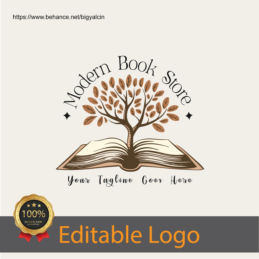 Open Book & Tree Logo: Literary Brand Design - Etsy
