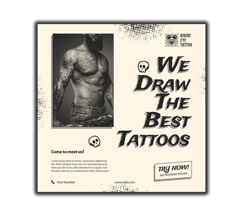 Editable Tattoo Flyer Design / Tattoo Studio İnstagram Post / Tattoo ...