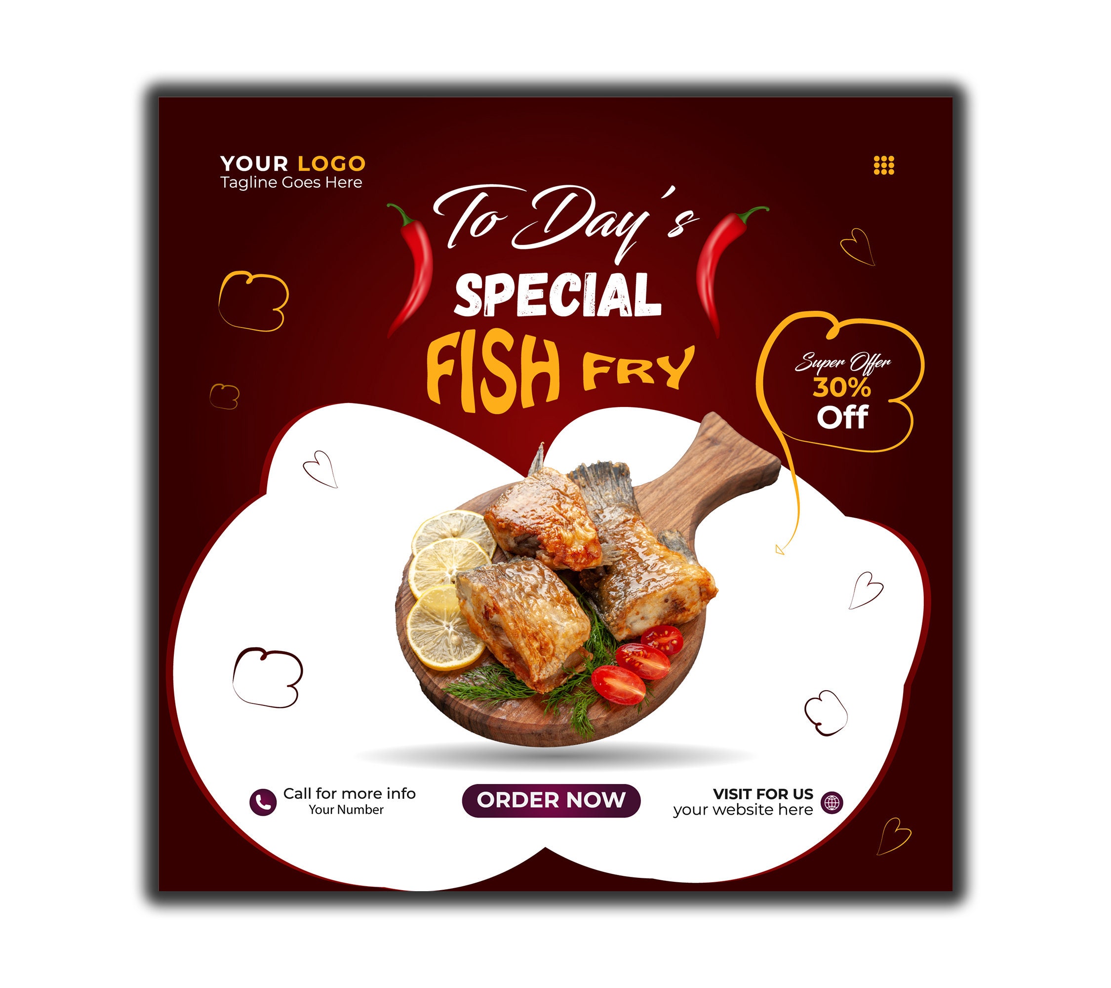 Flyer for Fish Fried / Fish Fry Cookout Instagram / Fried Fish Social ...