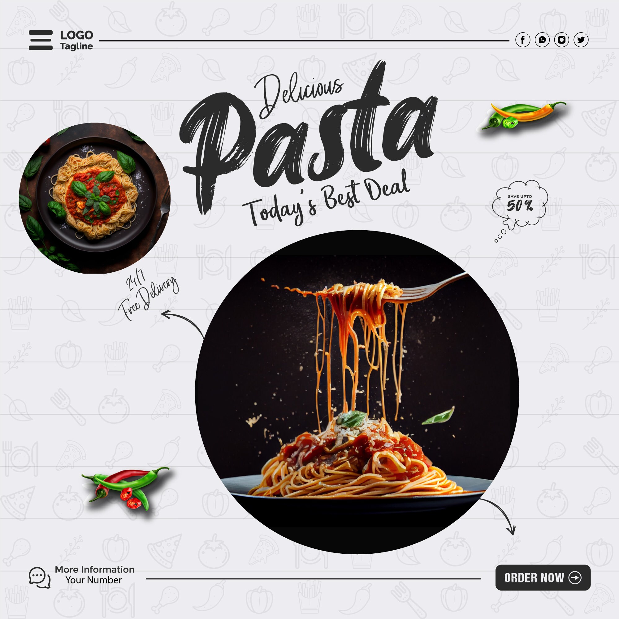 Pasta Salad Flyer / Spaghetti Flyer Template / Italian Food Flyer ...