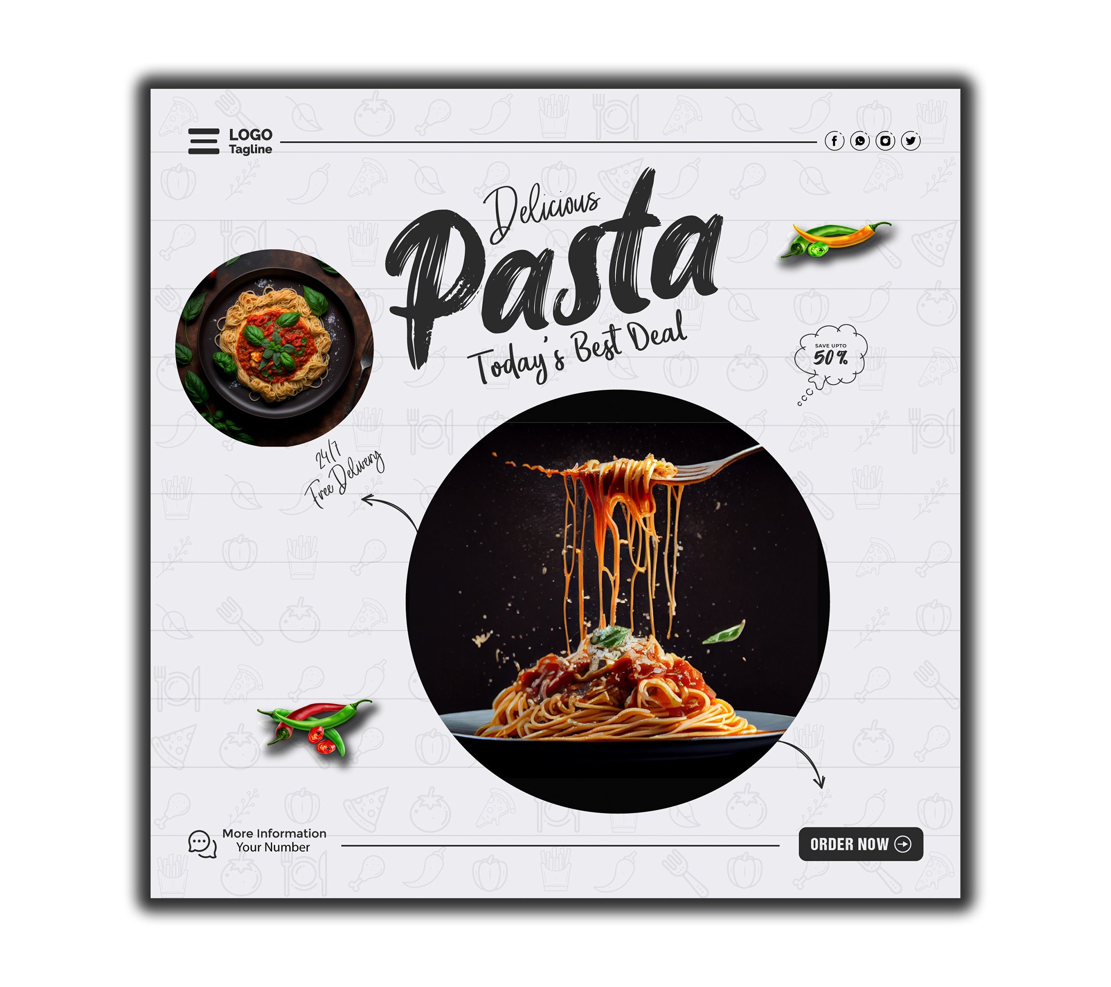 Italian Pasta Restaurant Flyer Template: Editable AI, JPG, PDF - Etsy