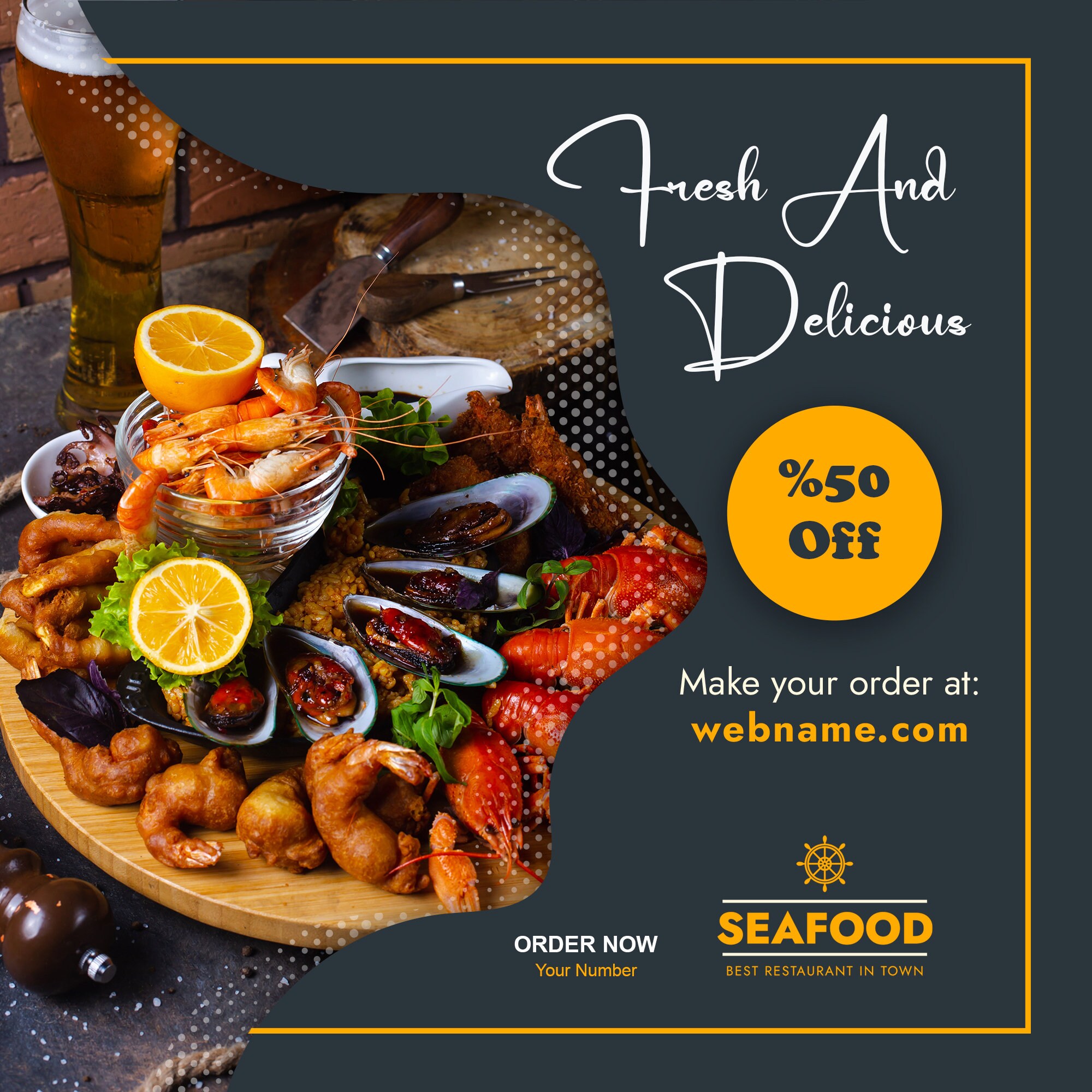 Seafood Flyer Design / Seafood Restaurant Instagram / Seafood Sale ...