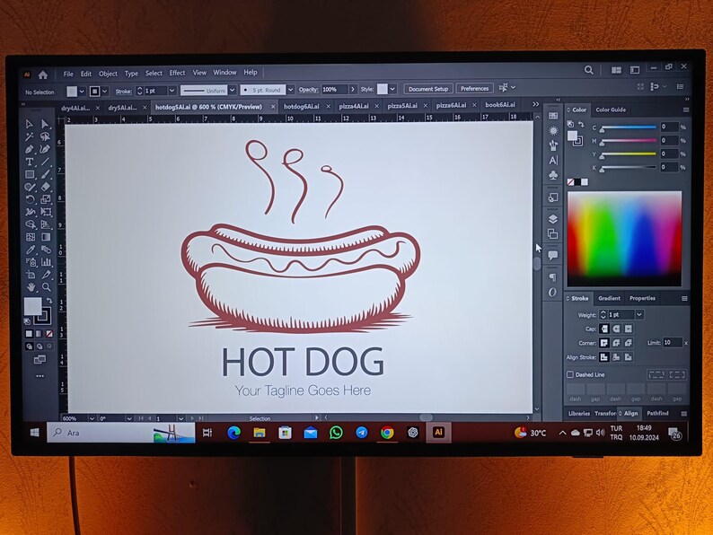 Hot Dog Logo Design: Editable Fast Food Branding - Etsy