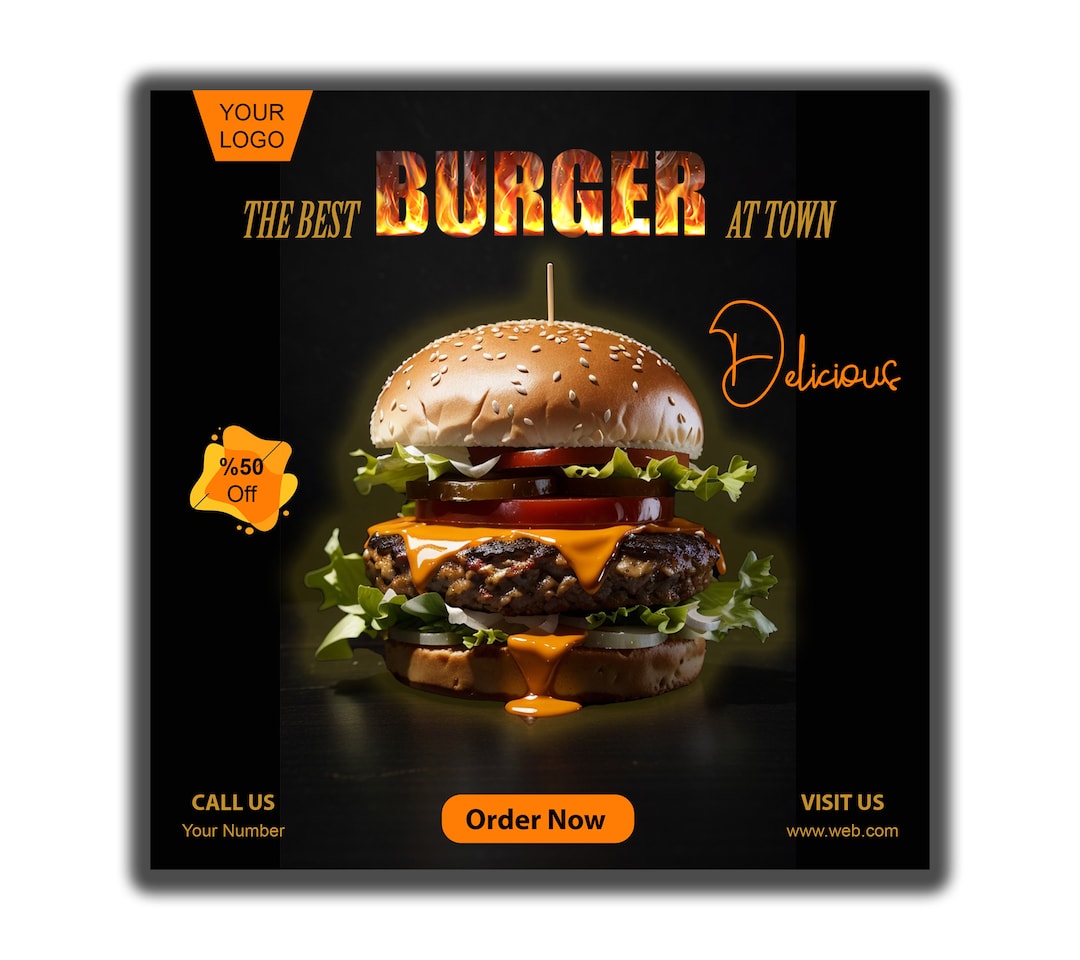 Diy Burger Flyer Design / Food Menu Social Media / Fast Food Instagram ...