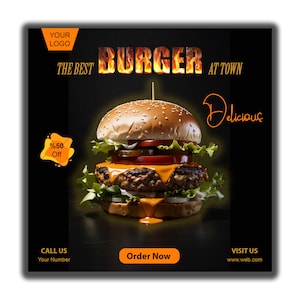 Diy Burger Flyer Design / Food Menu Social Media / Fast Food Instagram ...