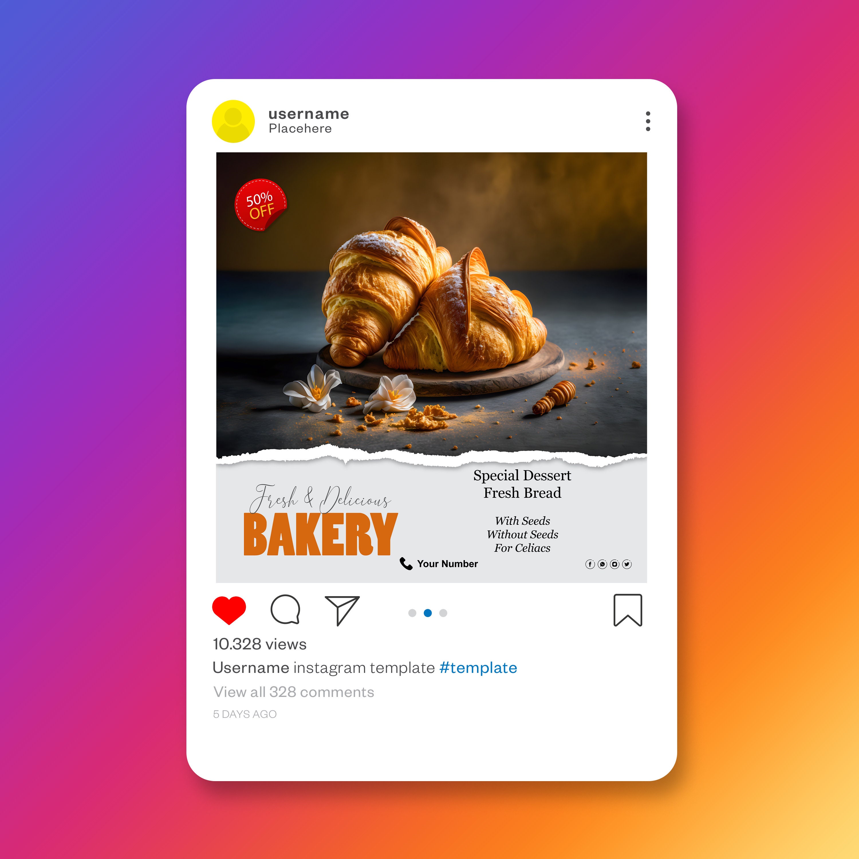 DIY Bakery Flyer Design / Cafe Flyer / Baker Social Media Post ...