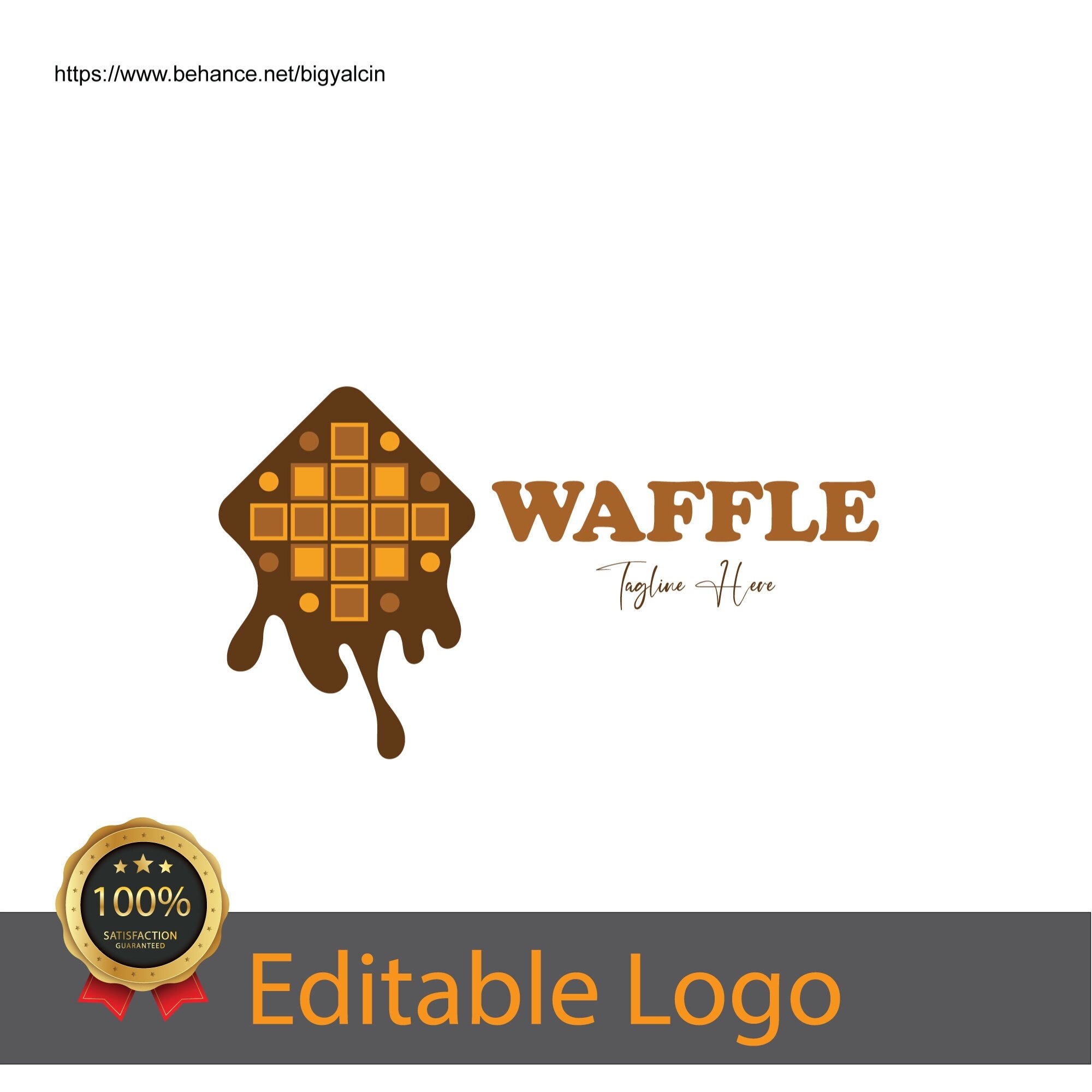 Waffle Logo Design / Editable Cake Logo / Waffle Shop Logo / Dessert ...