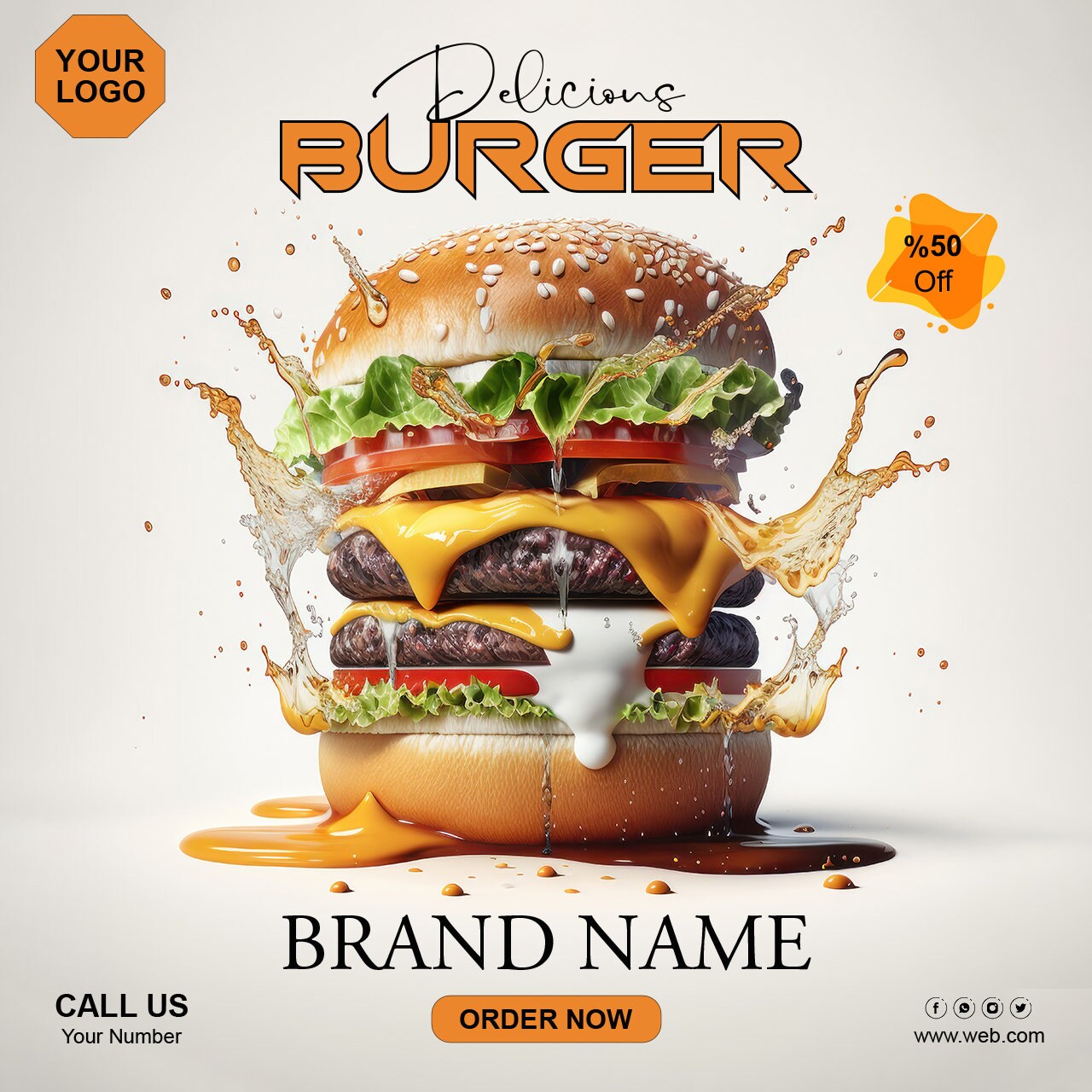 Burger Shop Flyer / Burger Fast Food Menu / Burger Marketing Social ...