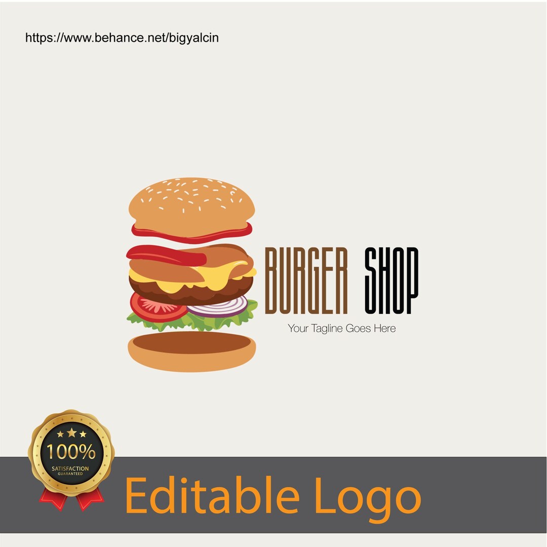 Custom Hamburger Restaurant Logo Design / Unique Burger Business Logo ...
