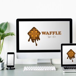 Waffle Logo Design / Editable Cake Logo / Waffle Shop Logo / Dessert Logo Design / Editable ...