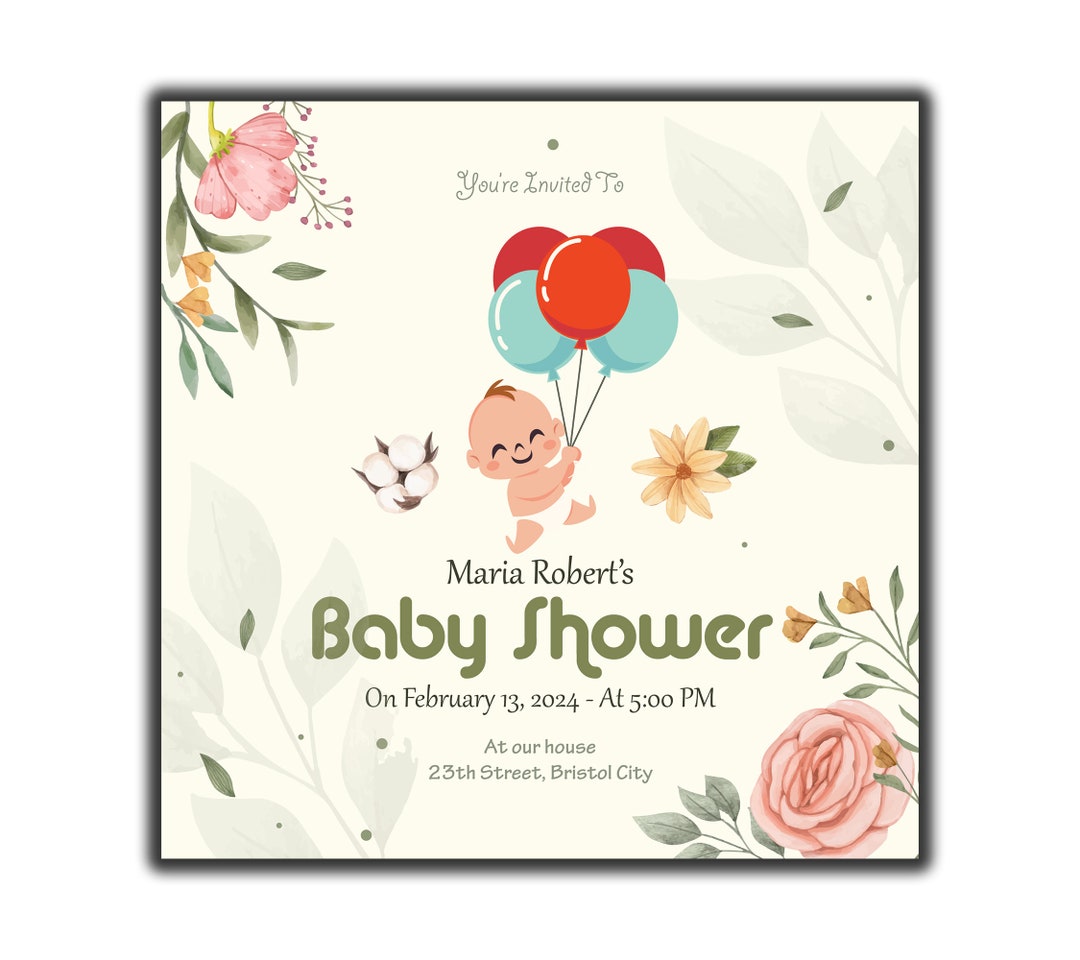 Personalized Baby Shower Flyer Perfect for Your Special Day / Sweet and ...
