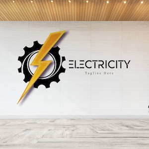 Electrician Logo Design: Lightning Bolt, Editable Electrical Business ...