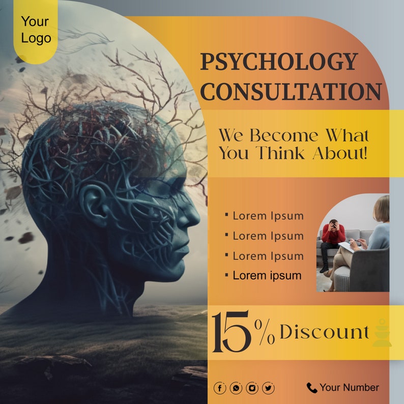 Counseling Psychology Therapy Flyer / Editable Therapy Social Media ...