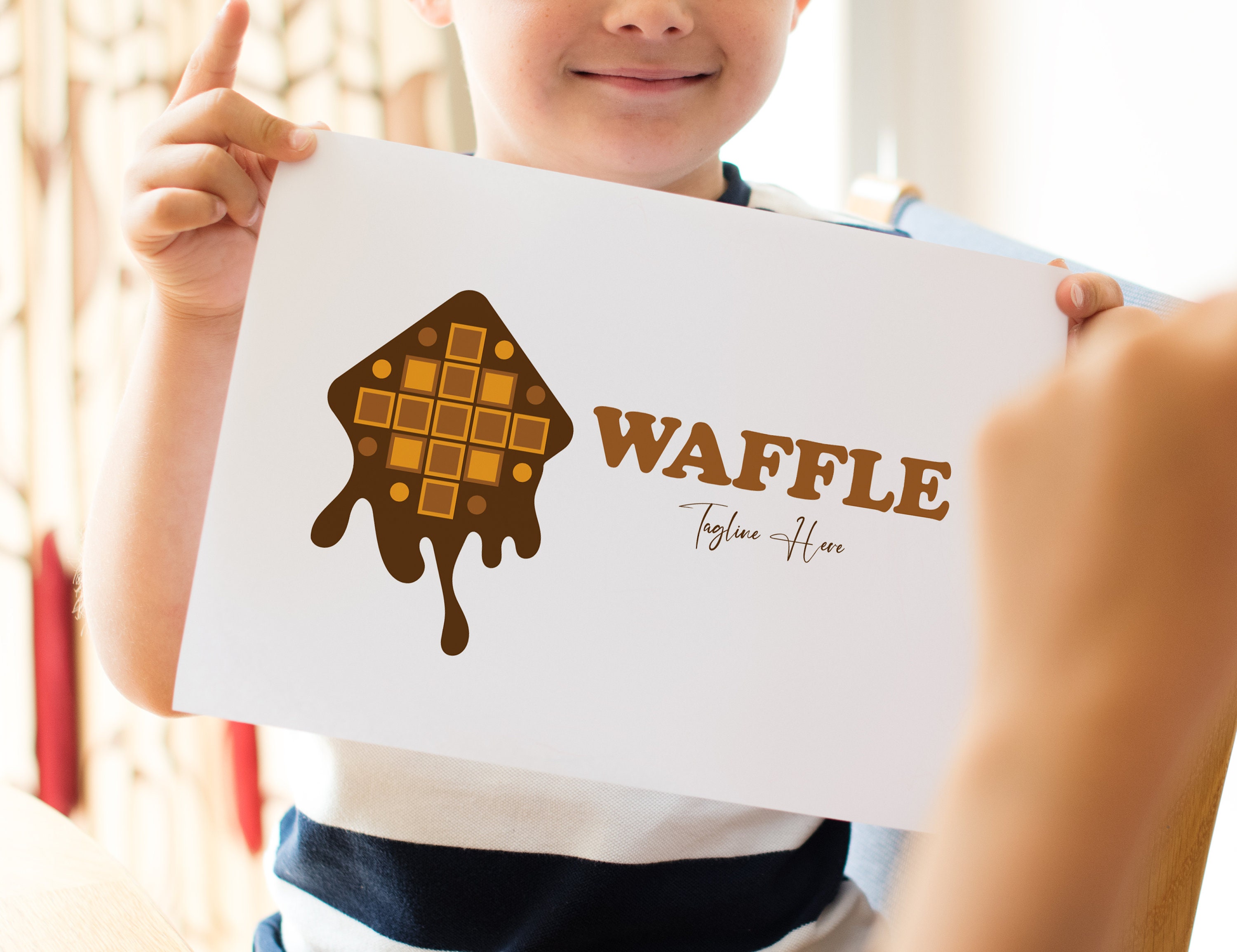 Waffle Logo Design / Editable Cake Logo / Waffle Shop Logo / Dessert ...