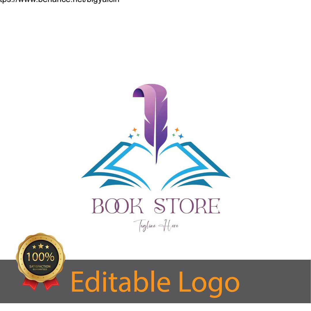 Premade Book Logo Design / Open Book Clipart / Editable Logo for Book ...