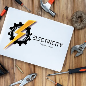 Electrician Logo Design: Lightning Bolt, Editable Electrical Business ...