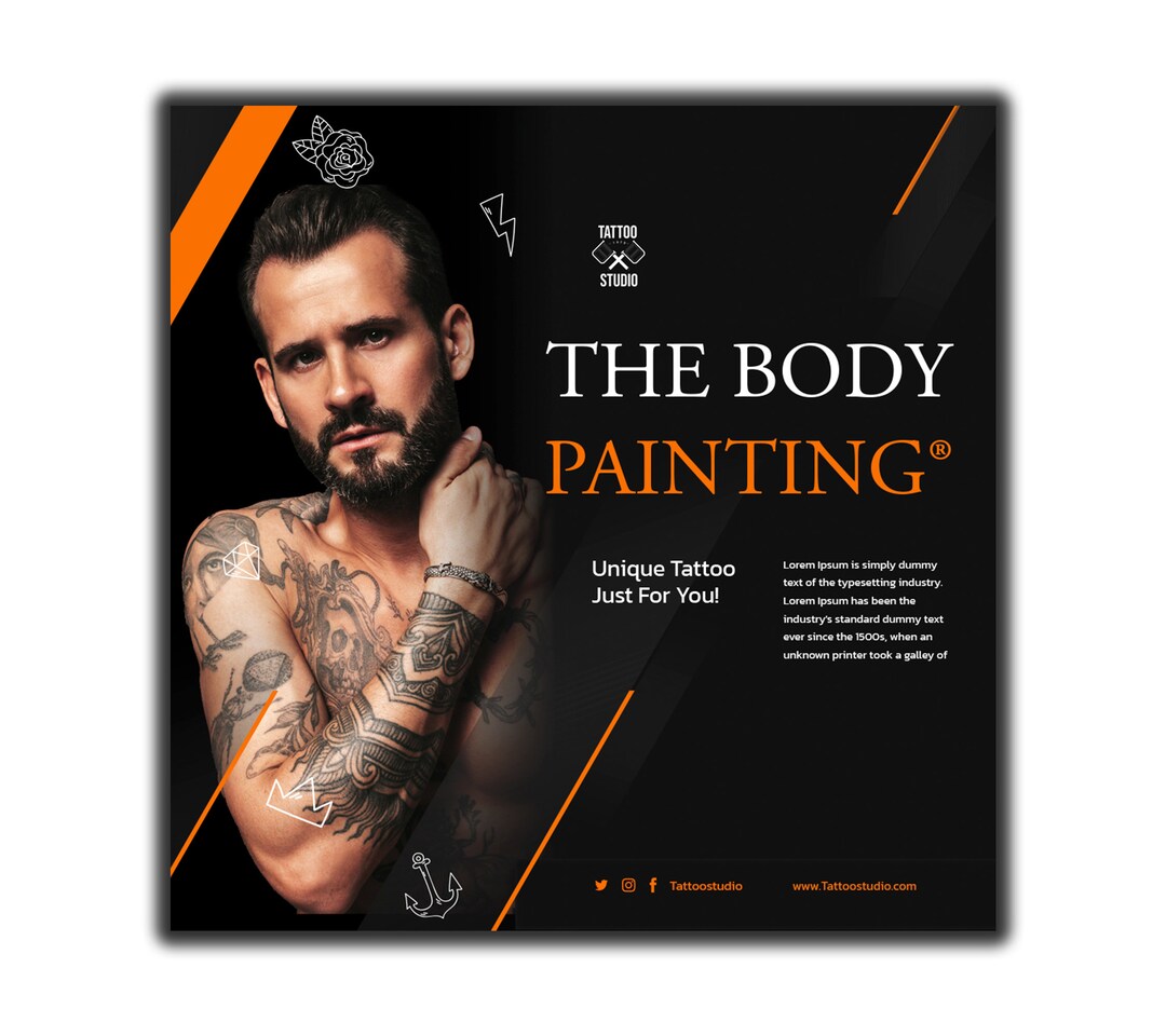Editable Tattoo Studio Flyer Template / Modern Ink Parlor Poster / DIY ...