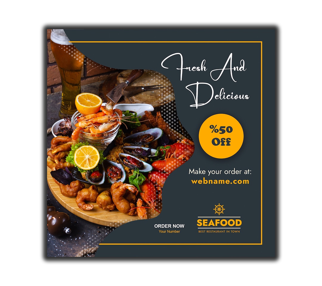 Seafood Flyer Design / Seafood Restaurant Instagram / Seafood Sale ...