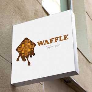 Waffle Logo Design / Editable Cake Logo / Waffle Shop Logo / Dessert ...
