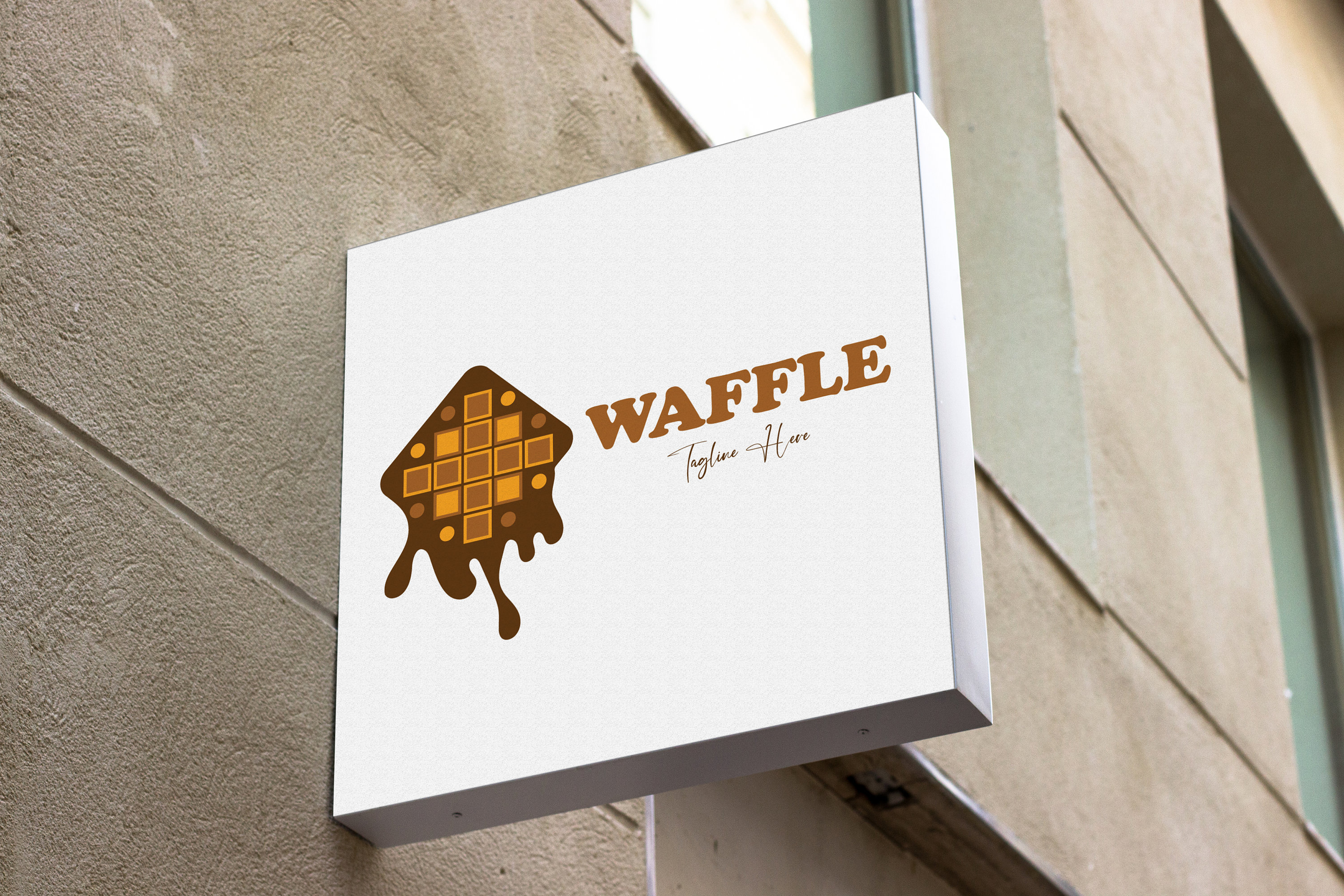 Waffle Logo Design / Editable Cake Logo / Waffle Shop Logo / Dessert ...