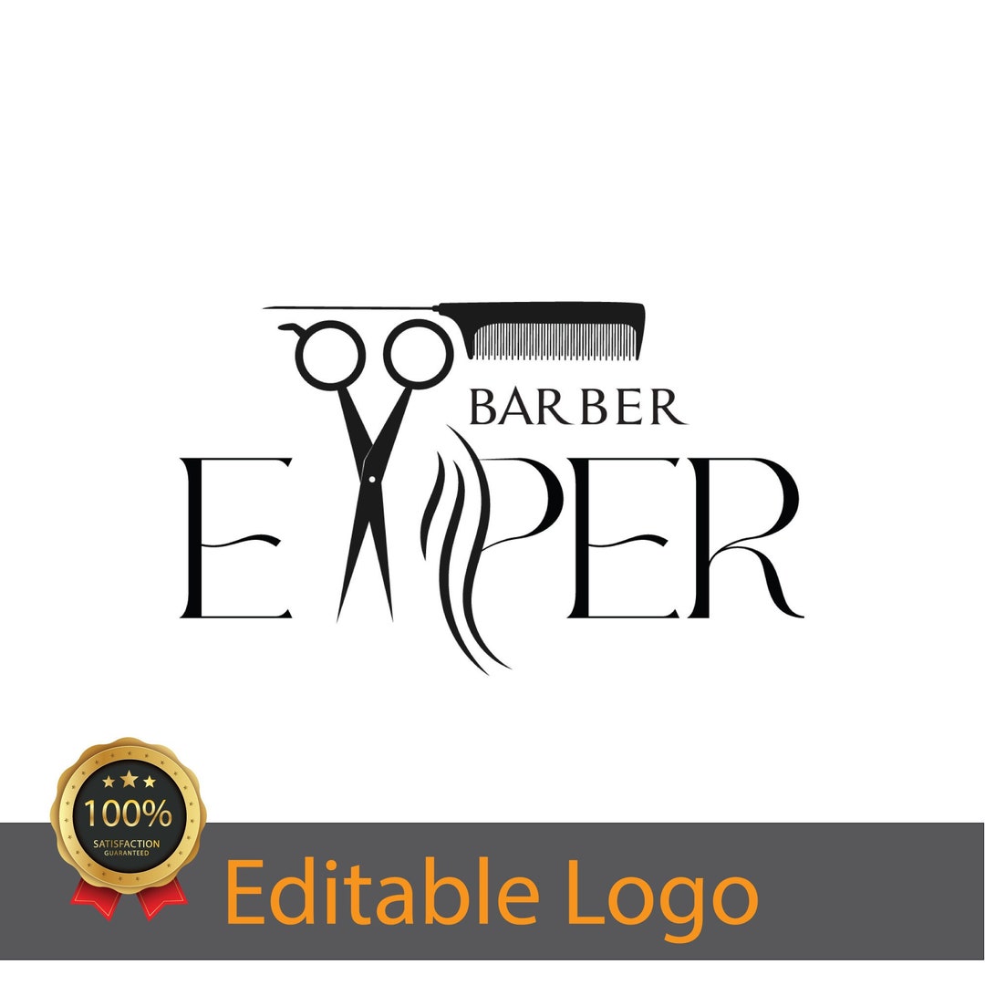 Hair Stylist Logo / Editable Barber Shop Logo / Grooming Salons Logo ...