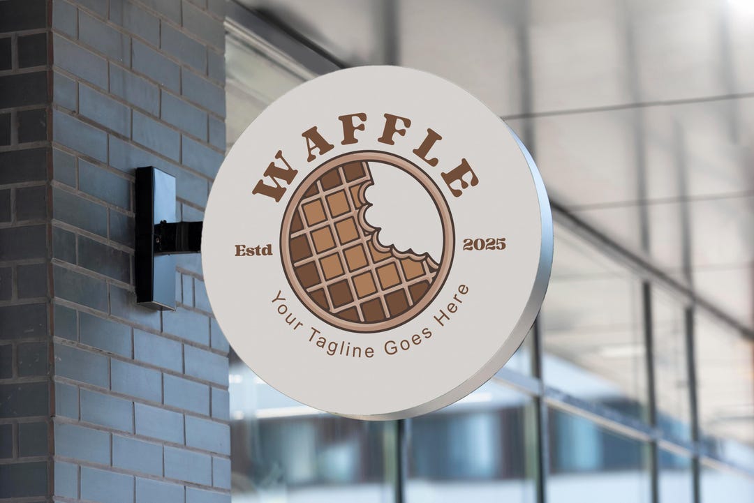 Elegant Waffle Logo – Perfect for Dessert Cafés & Bakeries / Premium ...