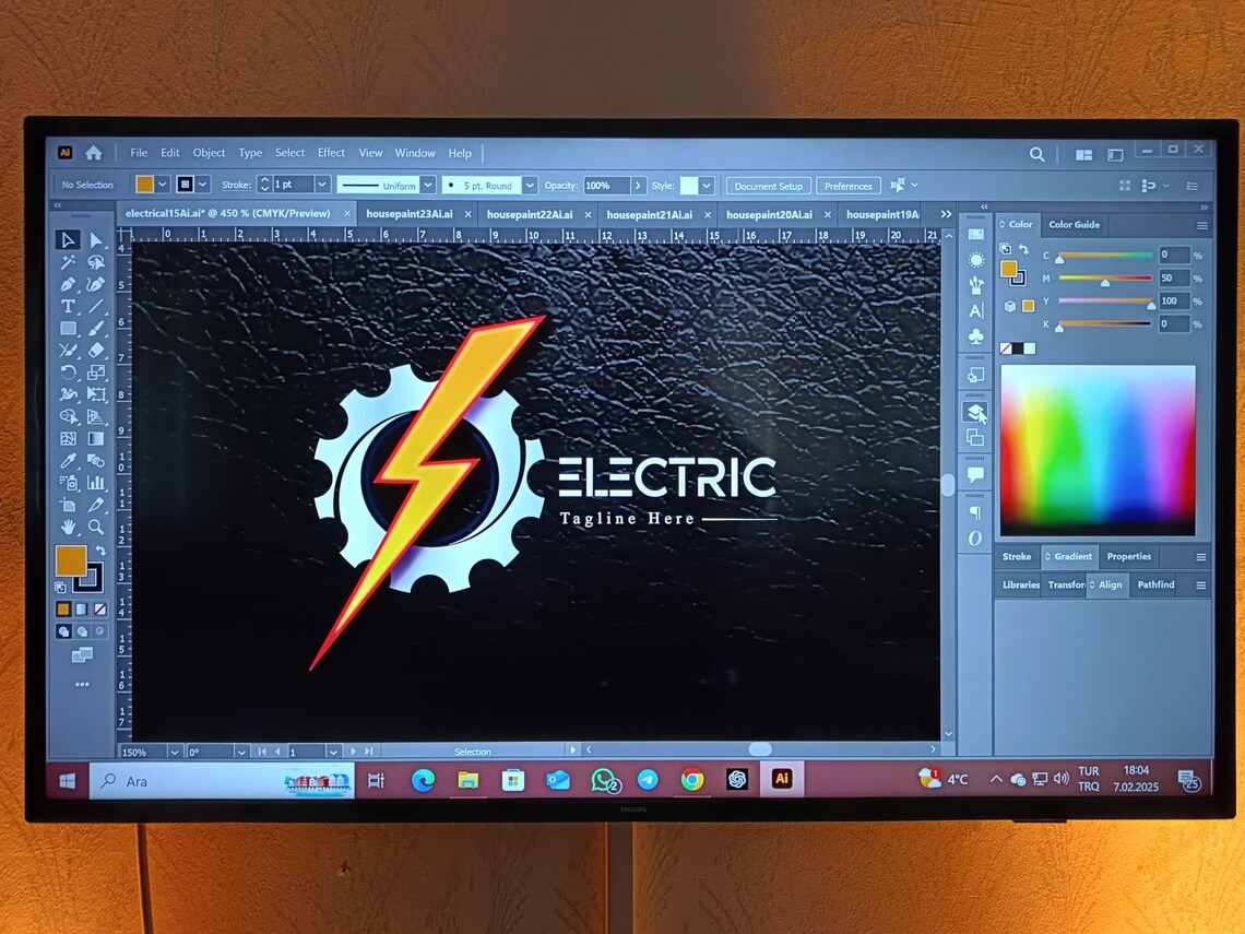 Professional Electrician Logo – Editable Branding for Electrical ...