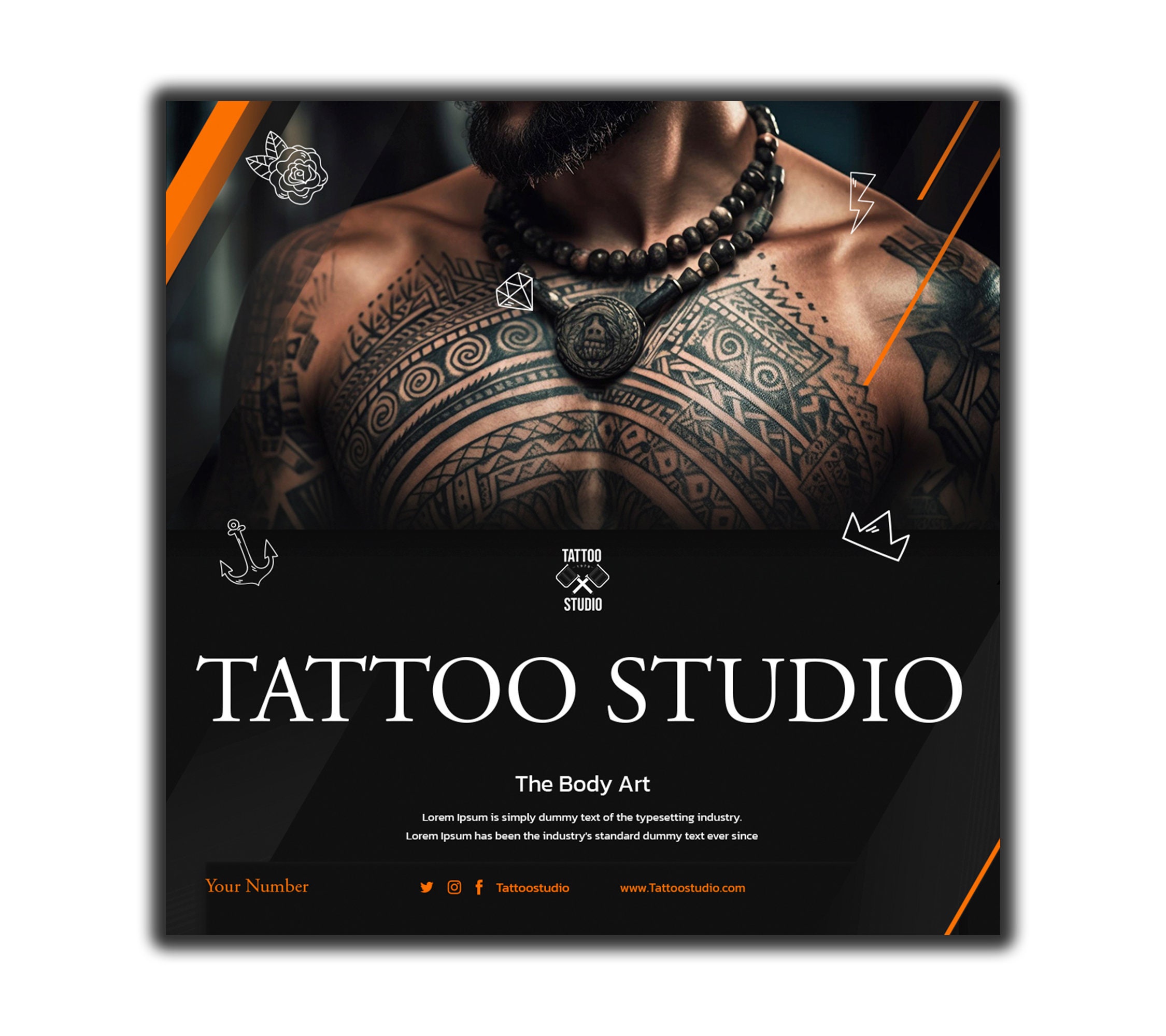 Tattoo Flyer Design / Tattoo Studio İnstagram Post / Tattoo Artist ...