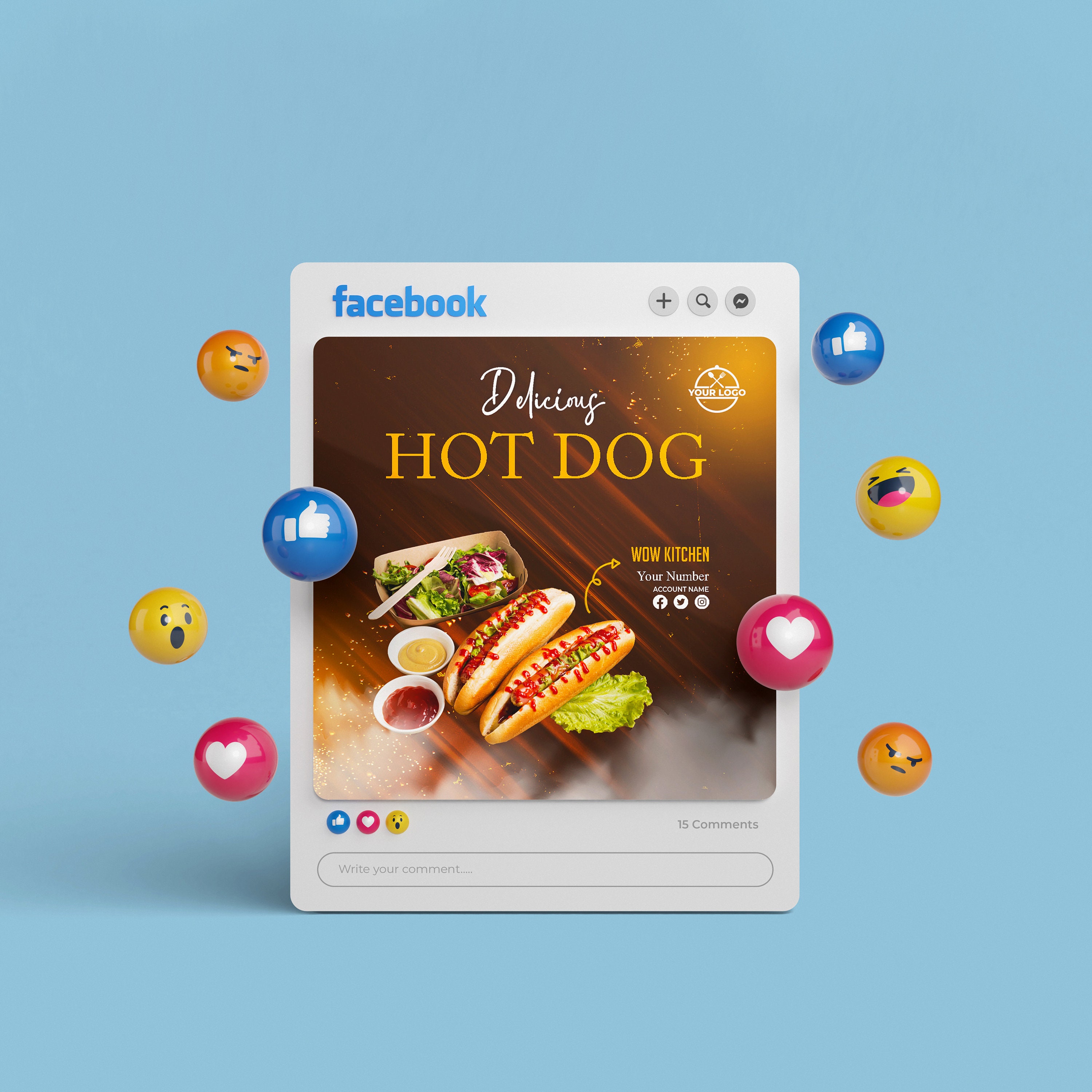 Hot Dog Flyer Design / Fast Food Instagram Post / Restaurant - Etsy