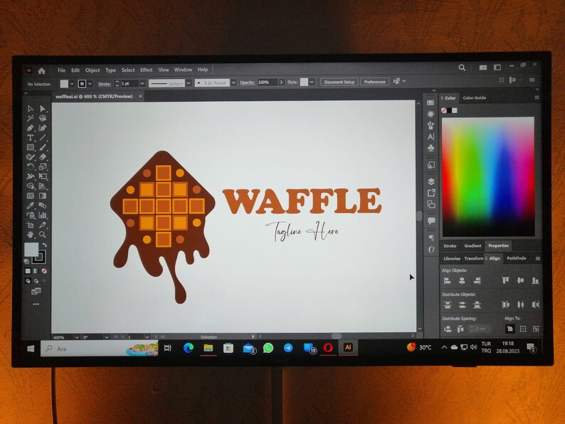 Waffle Logo Design / Editable Cake Logo / Waffle Shop Logo / Dessert ...