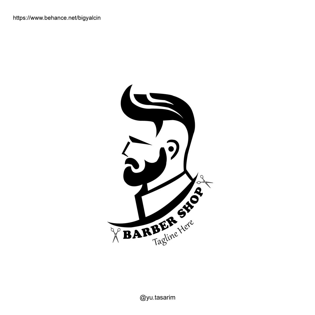 Editable Barber Logo / Barber Shop Logo Design / Mustache Logo - Etsy
