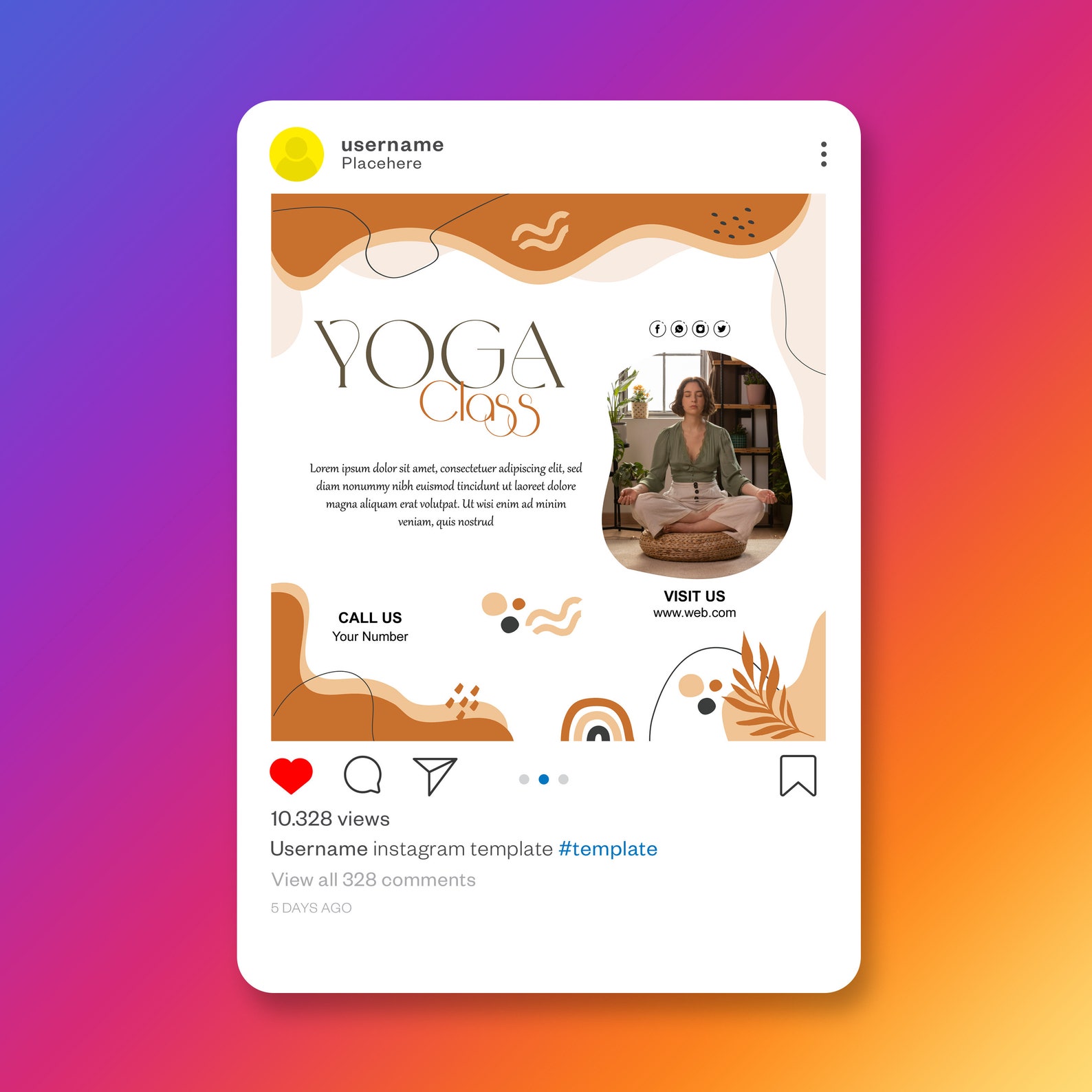 Colorful Yoga Flyer for Zen Workouts and Relaxation / Unique Yoga ...