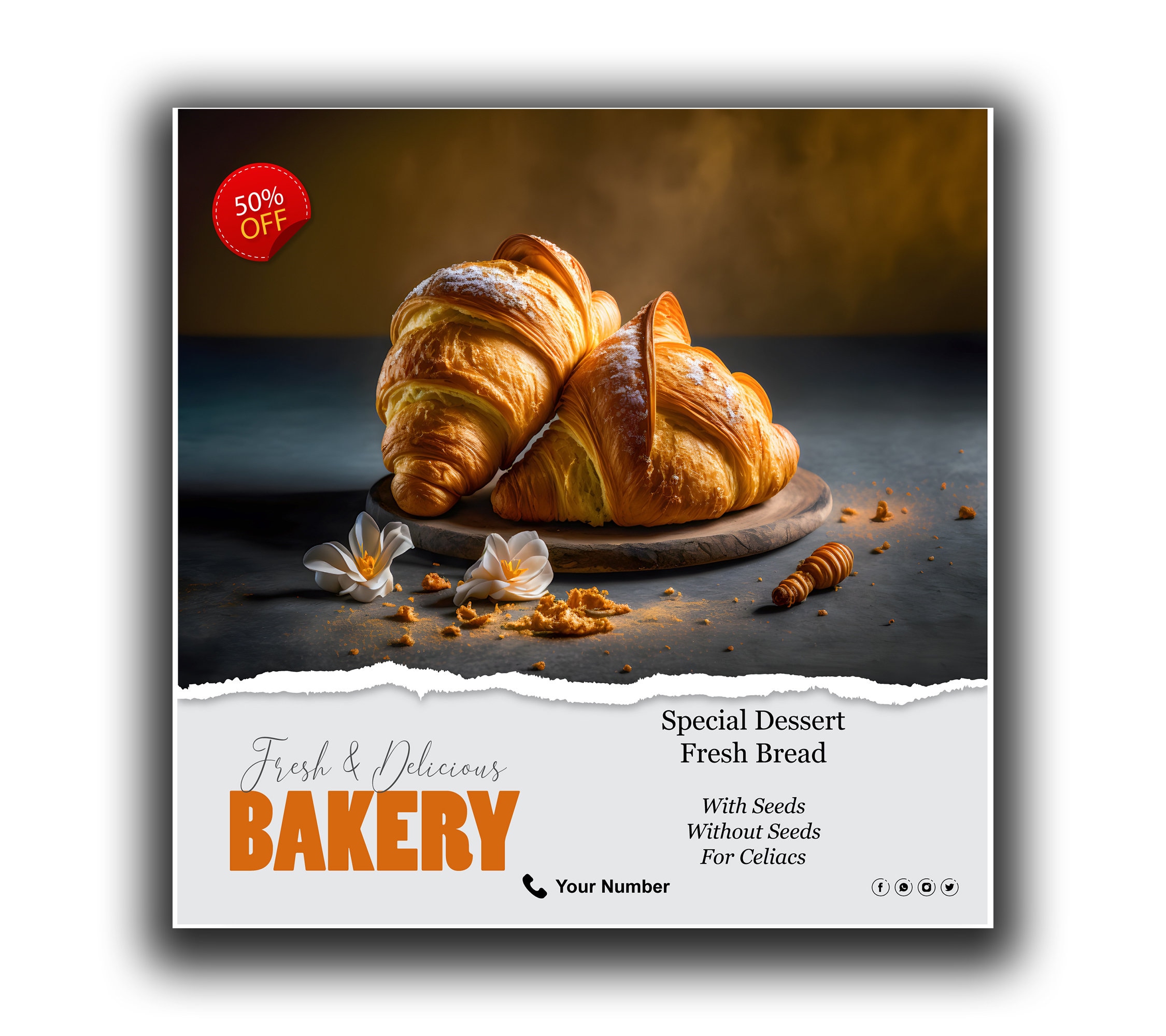 DIY Bakery Flyer Design / Cafe Flyer / Baker Social Media Post ...
