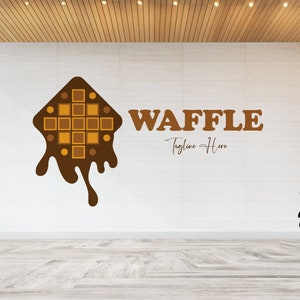 Waffle Logo Design / Editable Cake Logo / Waffle Shop Logo / Dessert ...