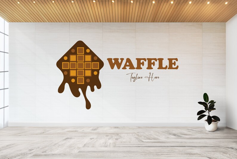 Waffle Logo Design / Editable Cake Logo / Waffle Shop Logo / Dessert ...