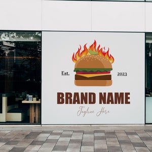 Editable Burger Logo Design, Fast Food Branding - Etsy