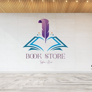 Premade Book Logo Design / Open Book Clipart / Editable Logo for Book ...