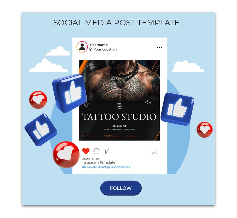 Tattoo Flyer Design / Tattoo Studio İnstagram Post / Tattoo Artist ...