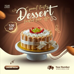 DIY Dessert Flyer / Cupcake Flyer Design / Cake Sale Instagram Post ...