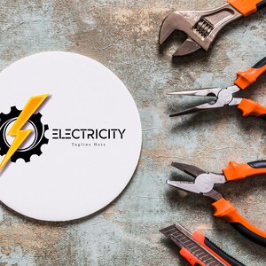 Electrician Logo Design: Lightning Bolt, Editable Electrical Business ...