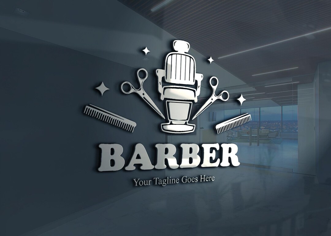 Modern Barber Shop Logo: Haircut & Styling Business (ai, PDF, JPG) - Etsy