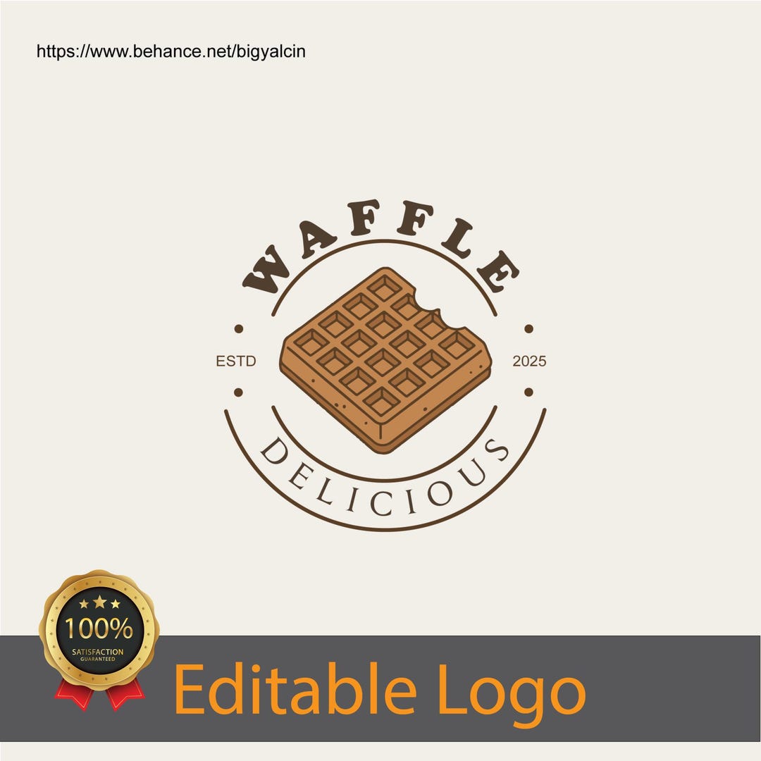 Premium Waffle Logo - Perfect for Cafés, Bakeries & Dessert Shops ...