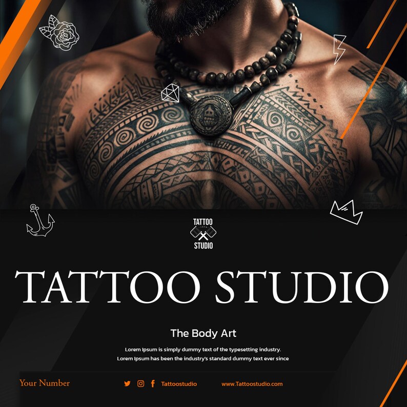 Tattoo Flyer Design / Tattoo Studio İnstagram Post / Tattoo Artist ...