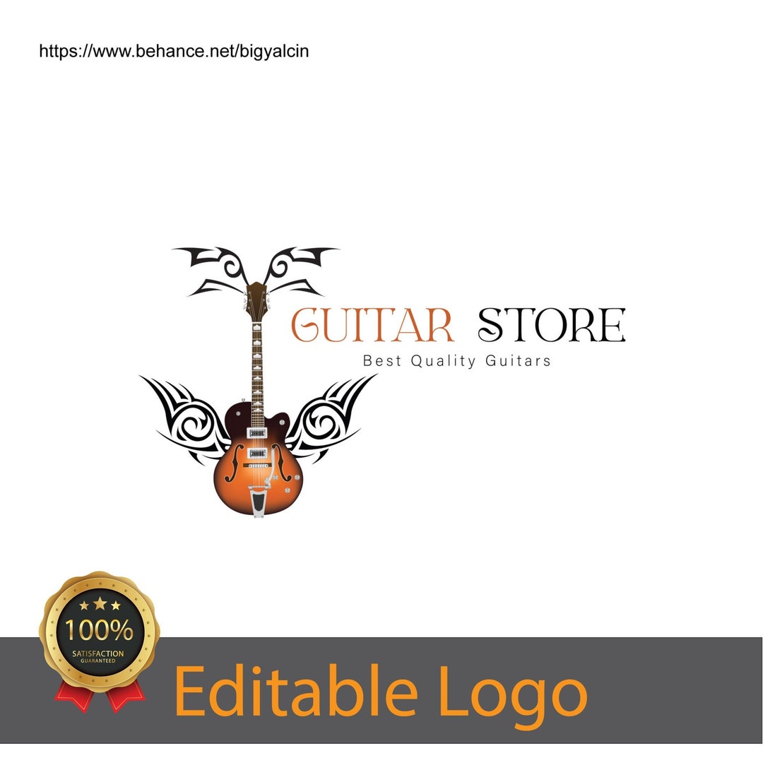 Guitar Store Logo / Musician Logo / Guitar With Tribal Clipart ...