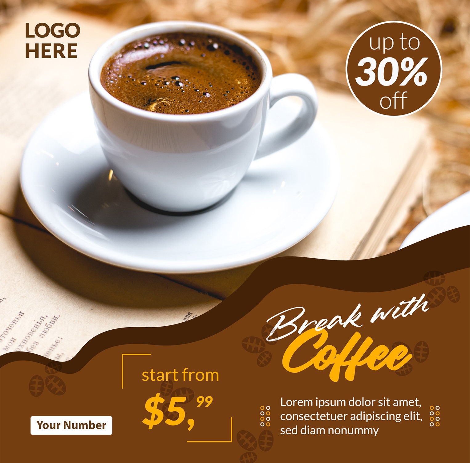Editable Coffee Flyer / Cafe Flyer Design / Coffee Instagram Post ...
