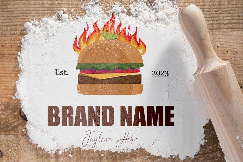 Editable Burger Logo Design, Fast Food Branding - Etsy