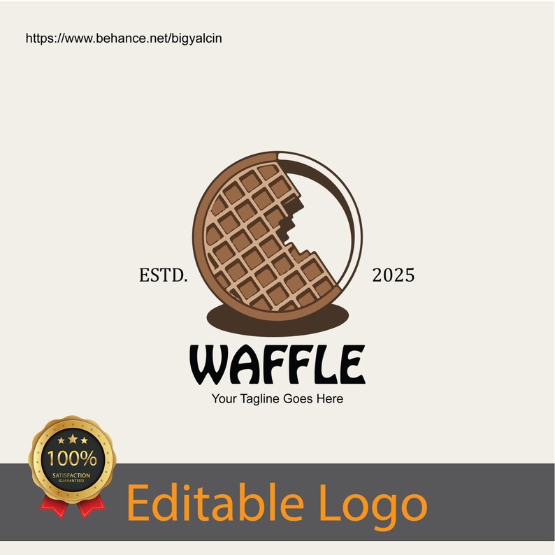 Elegant Waffle Logo: Dessert Cafe & Bakery Branding (digital Download ...