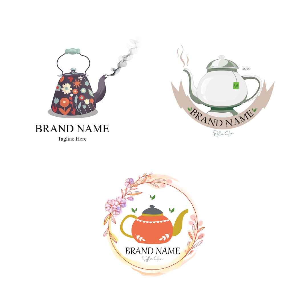 Hot Tea Logo Design Trio / Tea Shop Logo / Tea Room Logo / Tea House ...